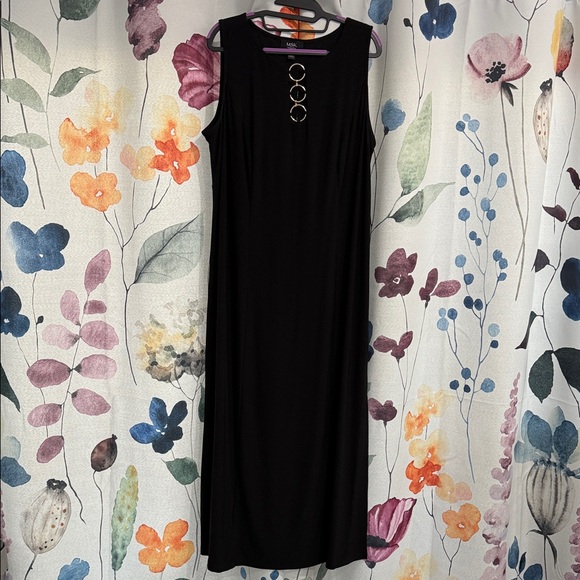 MSK | Dresses | Msk Black Maxi Dress With Gold Accents | Poshmark